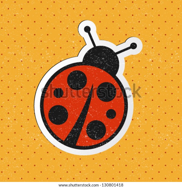Vector Retro Ladybug Sticker Stock Vector (Royalty Free) 130801418 ...