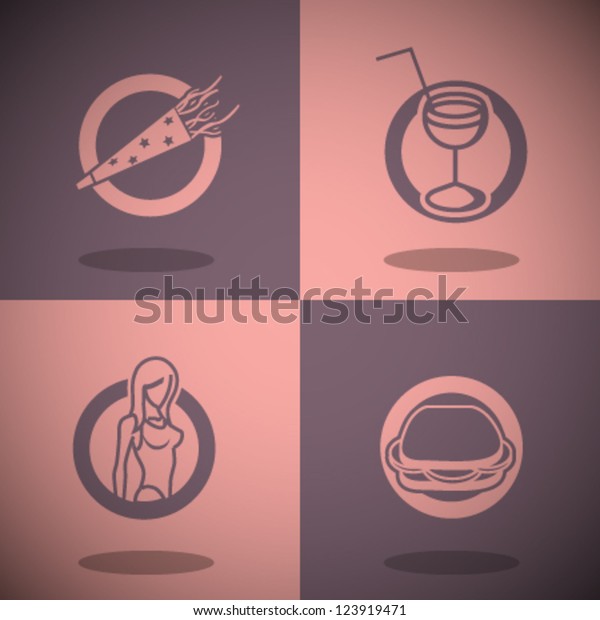 Vector Retro Party Icons Stock Vector (Royalty Free) 123919471 ...