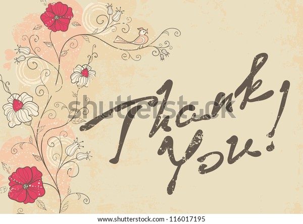 Vector Retro Romantic Thank You Card Stock Vector (Royalty Free) 116017195