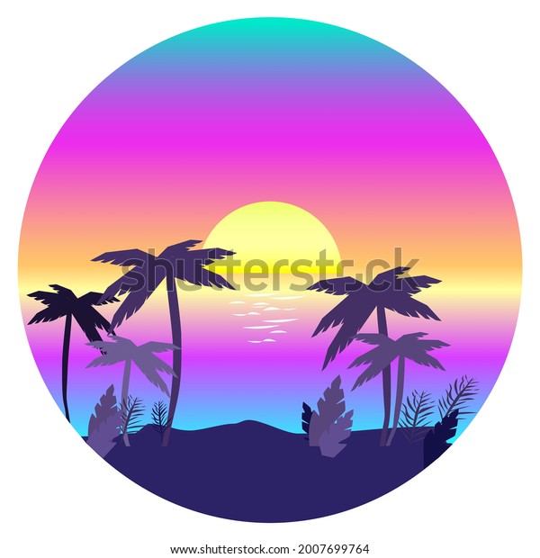 Vector Retro Wave Illustration Retrowave Sunset Stock Vector (Royalty ...