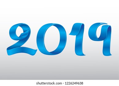 Vector Ribbon Number 2019 Stock Vector (Royalty Free) 1226249638