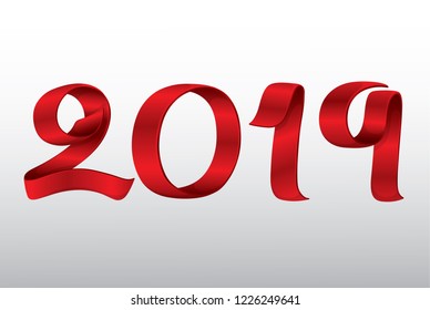 Vector Ribbon Number 2019 Stock Vector (Royalty Free) 1226249641 ...
