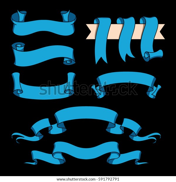 Vector Ribbon Set Celebration Stickers Decorations Stock Vector ...