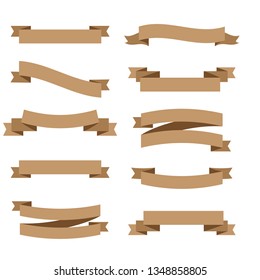 Cartoon Wooden Ribbons Banners Vector Illustration Stock Vector ...