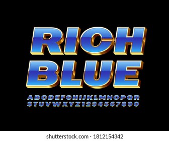 Vector Rich Blue Gold Font 3d Stock Vector (Royalty Free) 1812154342 ...
