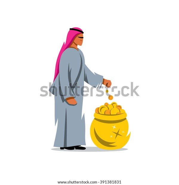 Vector Rich man from the UAE Cartoon Illustration.Success Arabic ...