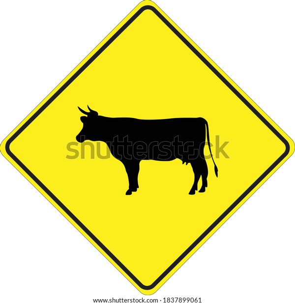 Vector Road Sign Cattle Crossing Stock Vector (Royalty Free) 1837899061 ...