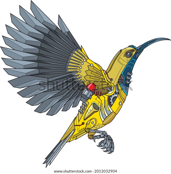 Vector Robot Hummingbird Flying On White Stock Vector (Royalty Free ...