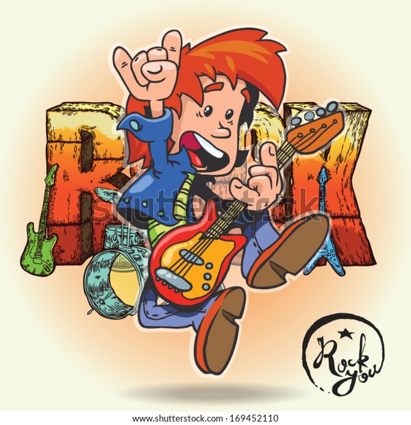 Vector Rock Band Cartoon Style: vector de stock (libre de regalías ...
