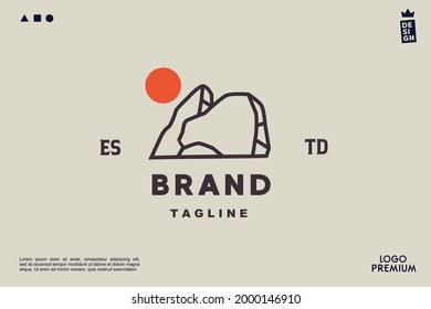 Vector Rock Cliff Sunset Minimalist Simple Stock Vector (Royalty Free ...