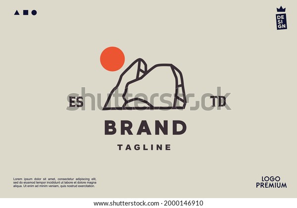 Vector Rock Cliff Sunset Minimalist Simple Stock Vector (Royalty Free ...