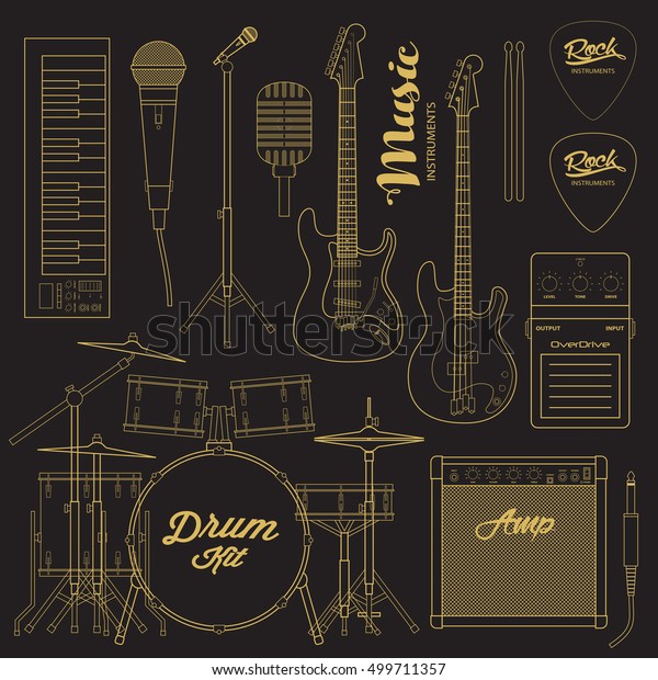 Vector Rock Music Instruments Stylized Geometric Stock Vector (Royalty ...