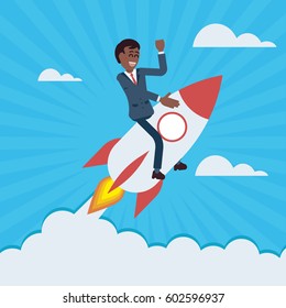 Vector Rocket Businessman Success Concept Stock Vector (Royalty Free ...