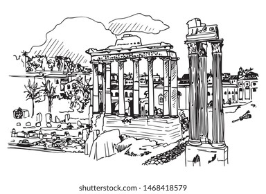 Roman Forum Drawing Stock Vector (Royalty Free) 247704706