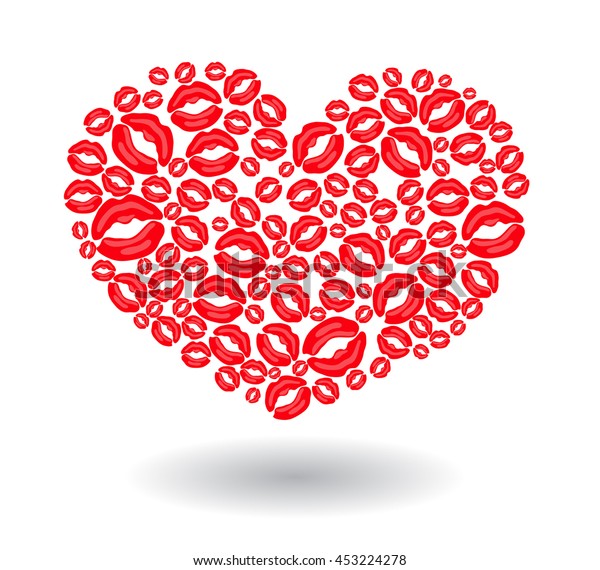 Vector Romantic Heart Made Kisses Floating Stock Vector (Royalty Free ...