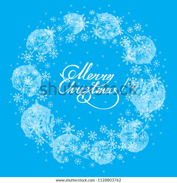 Vector Round Christmas Frame White Silhouettes Stock Vector (Royalty ...