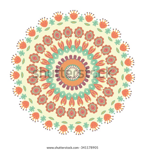 Vector Round Floral Circle Vintage Style Stock Vector (Royalty Free ...
