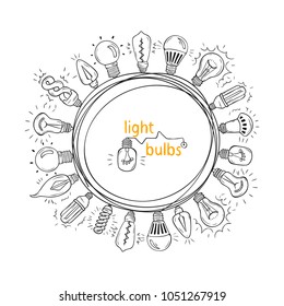 Vector Round Frame Light Bulb Idea Stock Vector (Royalty Free ...