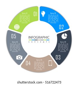 Vector Round Infographic Diagram 5 Options Stock Vector (Royalty Free ...