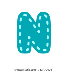 Vector Round Letter N Embroidery Blue Stock Vector (Royalty Free ...