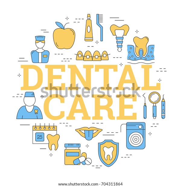 Vector Round Linear Concept Dental Care Stock Vector (Royalty Free ... Vector Round Linear Concept Dental Care Stock Vector (Royalty Free ...