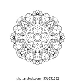 Vector Round Ornamental Contour Mandala Frame Stock Vector (Royalty ...