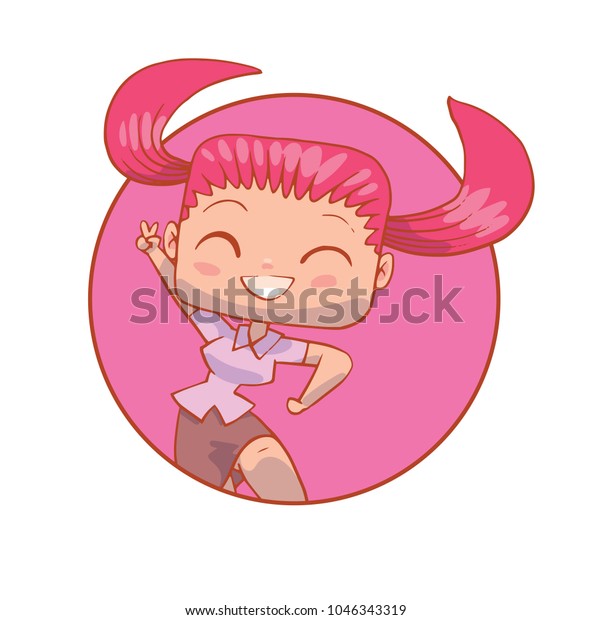 Vector Round Pink Frame Cartoon Image Stock Vector (Royalty Free ...