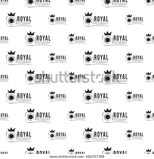 Vector Royal Photography Logo Seamless Pattern 스톡 벡터(로열티 프리) 686207308