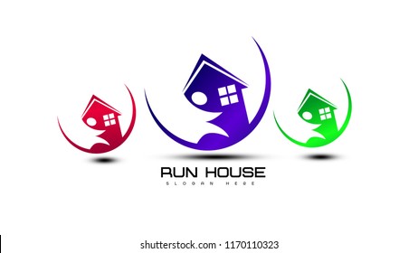 Vector Run House Logo Design Stock Vector (Royalty Free) 1170110323 ...