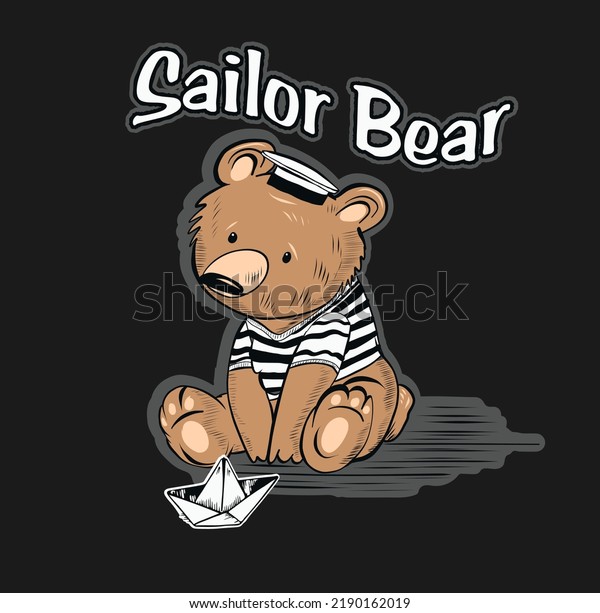 Vector Sailor Bear Reach Shore Cute Stock Vector (Royalty Free ...