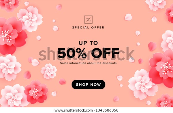 Vector Sale Background Design Beautiful Flowers Stock Vector (Royalty ...