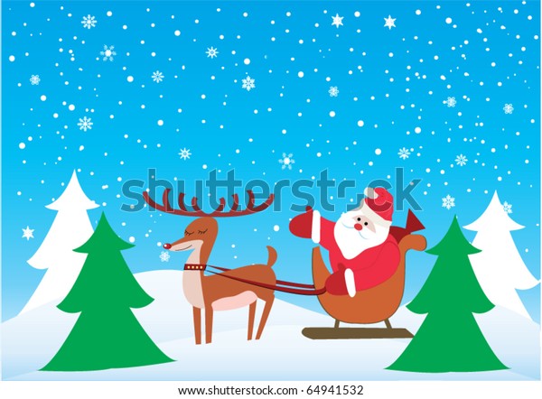 vector santa claus and rudolf