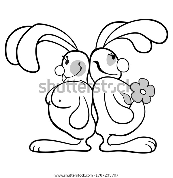 Vector Scalable Drawing Rabbits Love Stock Vector (Royalty Free ...
