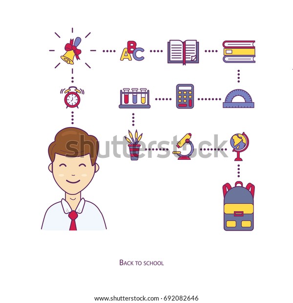 Vector School Supplies Infographic Back School Stock Vector (Royalty ...