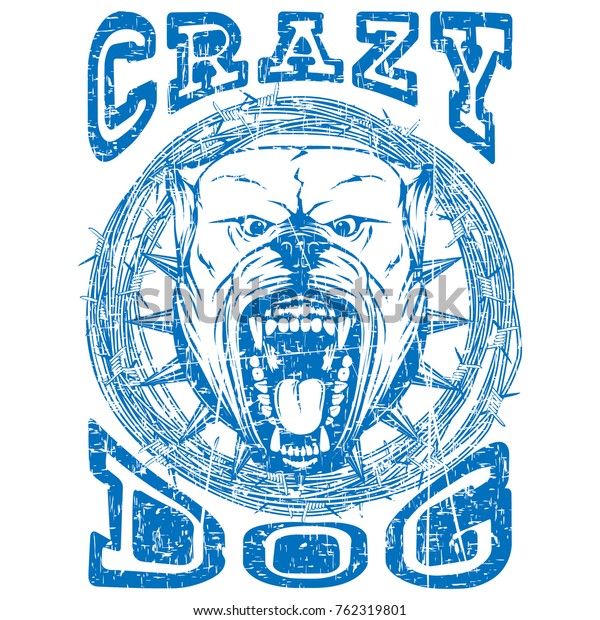 Vector Scratched Illustration Aggressive Snarling Dog 스톡 벡터(로열티 프리 ...