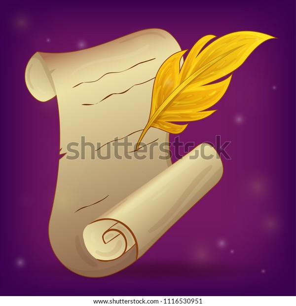 Vector Scroll Old Paper Magic Feather Stock Vector (Royalty Free ...