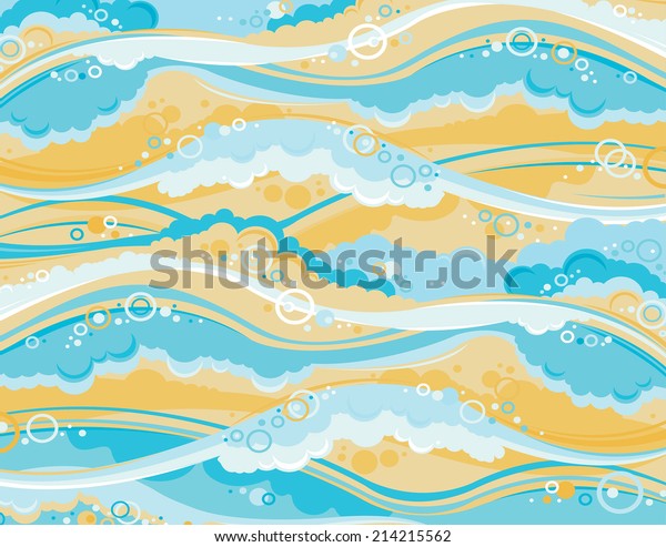 Vector Sea Background Cartoon Waves Foam: เวกเตอร์สต็อก (ปลอดค่า ...