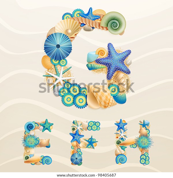 Vector Sea Life Font On Sand Stock Vector (Royalty Free) 98405687 ...