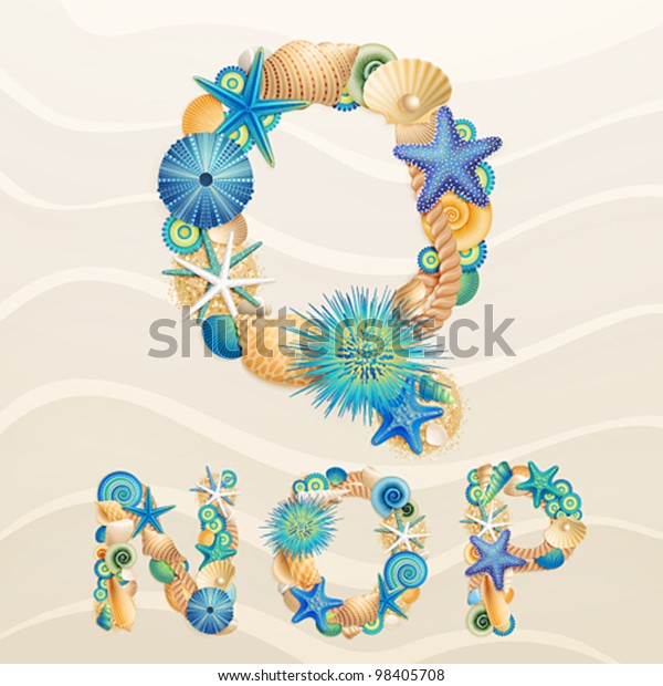 Vector Sea Life Font On Sand Stock Vector (Royalty Free) 98405708 ...
