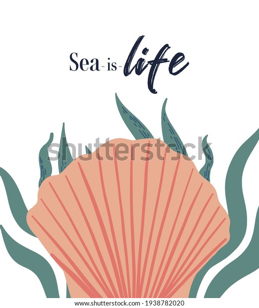 Vector Sea Life Poster Lettering Sea Stock Vector (Royalty Free ...
