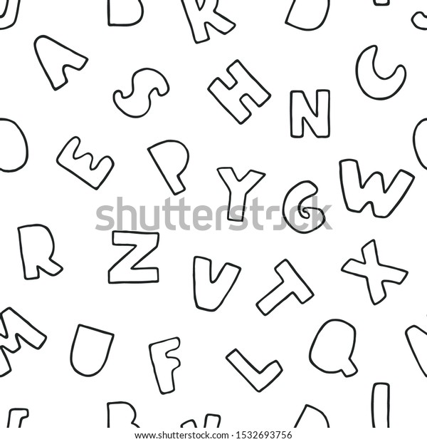 Vector Seamless Background Black Outline Letters Stock Vector (Royalty ...