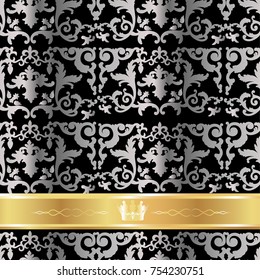 Vector Seamless Background Gold Ribbon Crown Stock Vector (Royalty Free ...