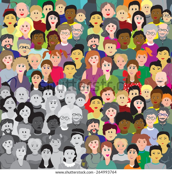 Vector Seamless Background Illustration Crowd Some Stock Vector ...