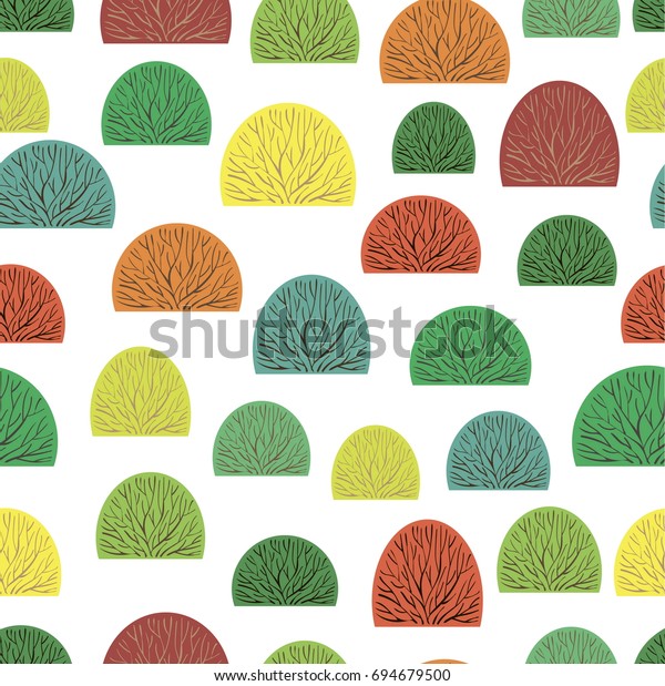 Vector Seamless Colorful Bush White Background Stock Vector (Royalty ...
