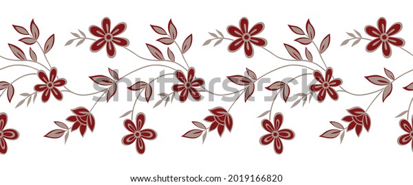 Vector Seamless Floral Border Design Stock Vector (Royalty Free) 2019166820