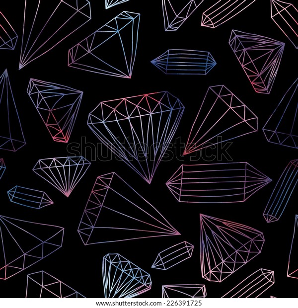 Vector Seamless Hand Drawn Jewel Pattern Stock Vector (Royalty Free ...