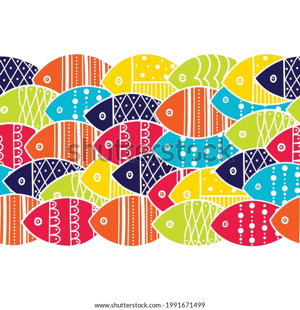Vector Seamless Horizontal Border Fish Stock Vector (Royalty Free ...