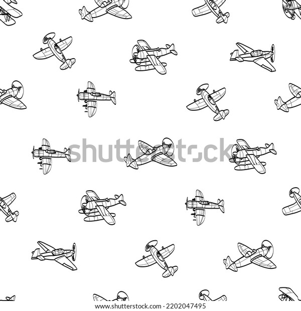 Vector Seamless Pattern Aircraft Kids Seamless Stock Vector (Royalty ...