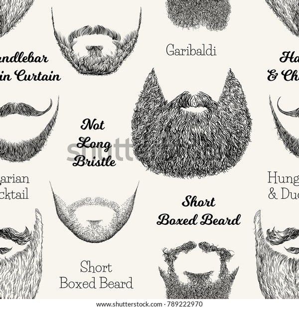 Vector Seamless Pattern Beards Mustaches Hand Stock Vector Royalty