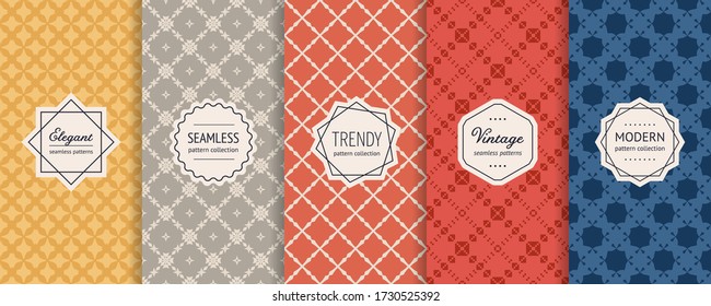 Vector Seamless Pattern Collection Retro Geometric Stock Vector ...